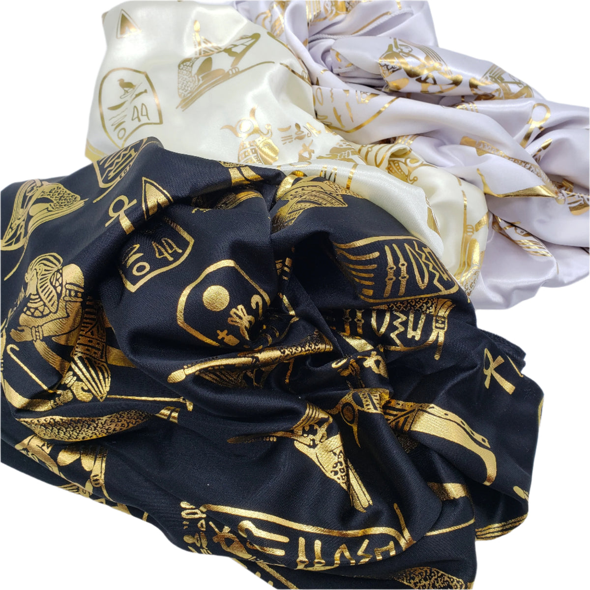 Hieroglyphic Pharaonic Scarf - Black, Cream or White and Gold - Made i ...