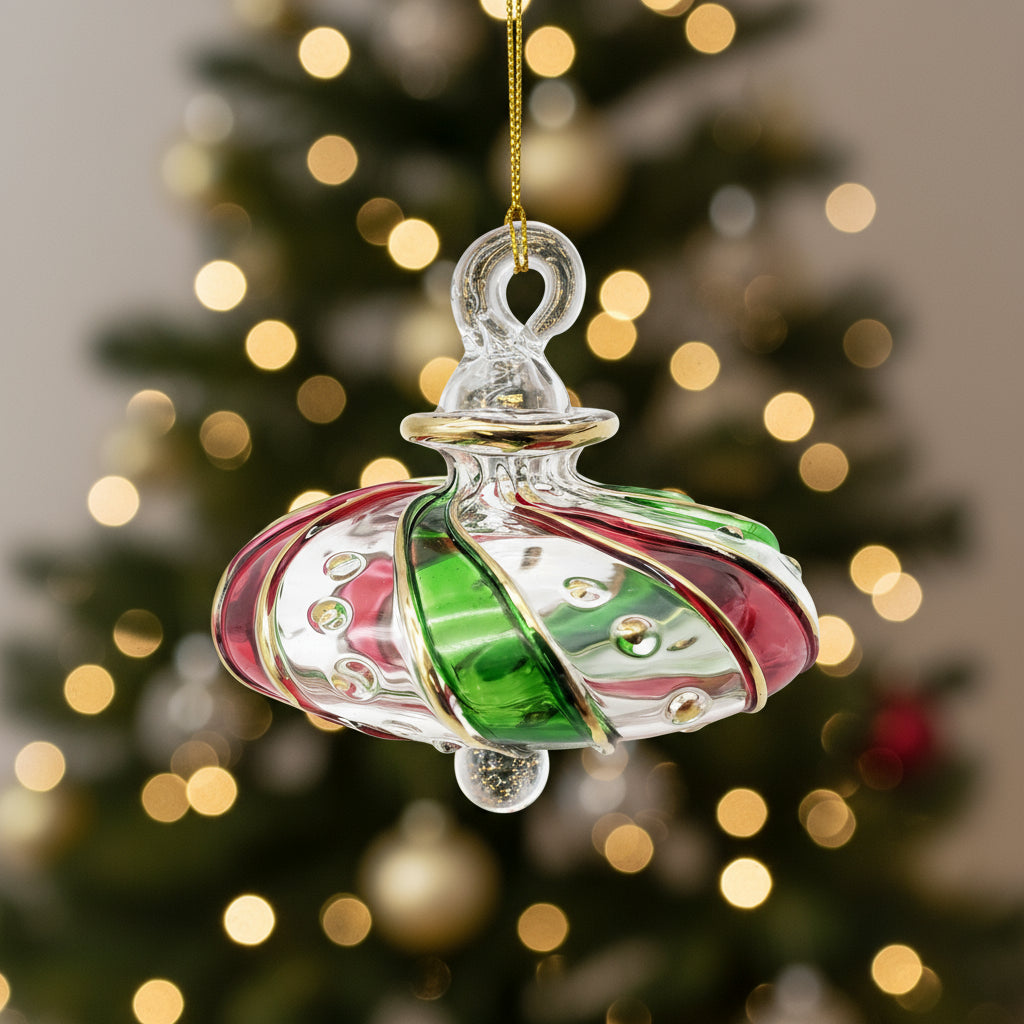 Egyptian Handblown Glass Ornament - Made in Egypt - Red Green Blue Swi ...