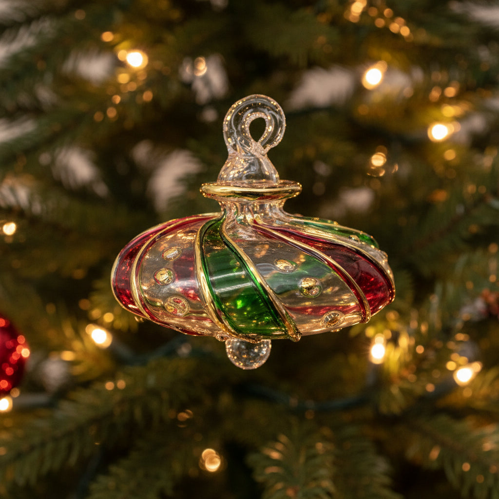 Egyptian Handblown Glass Ornament - Made in Egypt - Red Green Blue Swi ...