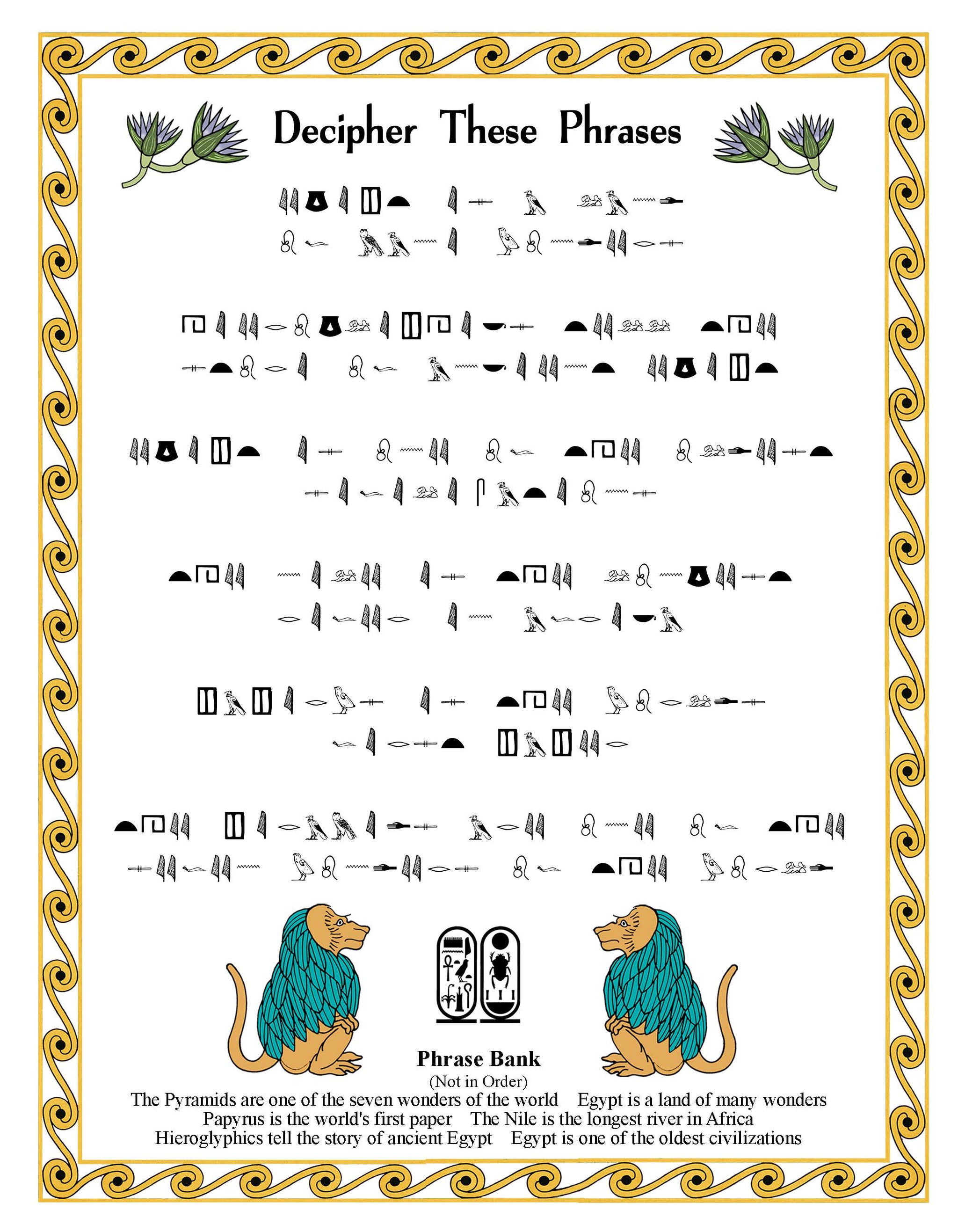 Egyptian Hieroglyphic Activity Kit – Discoveries Egyptian Imports