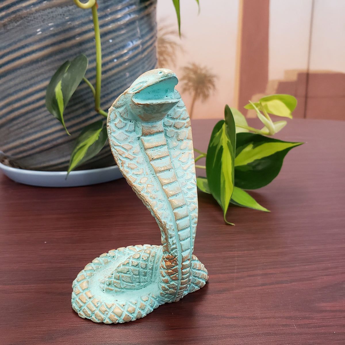 Egyptian Cobra Statue - Hand Painted Uraeus - Egyptian Goddess Wadjet ...